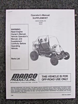 Manco Go Kart Parts