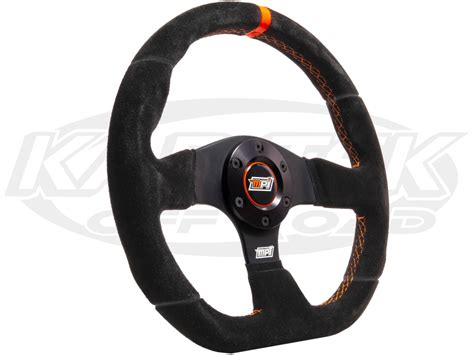 MPI 13 330mm Diameter 3 16 Dish Black Suede With Orange Stitching Flat Bottom Steering