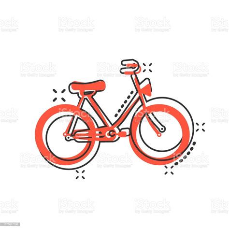 만화 스타일의 자전거 표지판 아이콘입니다 흰색 고립 된 배경에 자전거 벡터 만화 그림입니다 사이클링 비즈니스 컨셉 스플래시 효과