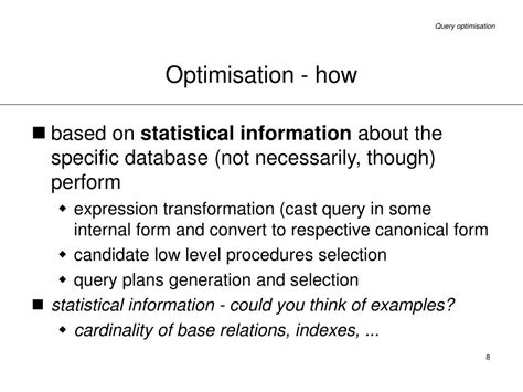 Ppt Query Optimisation Powerpoint Presentation Free Download Id639959