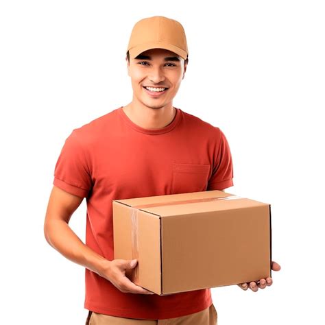 Premium Photo Smiling Male Courier With A Box In His Hands Delivery