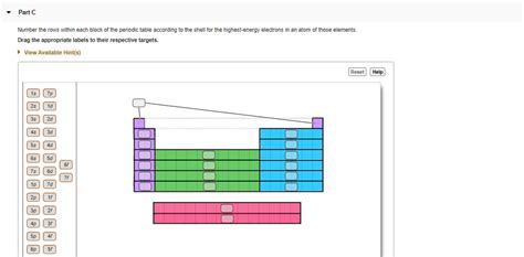 Part C Number Tne Rows Within Each Block Of Tne Periodic Table According The Shell For The