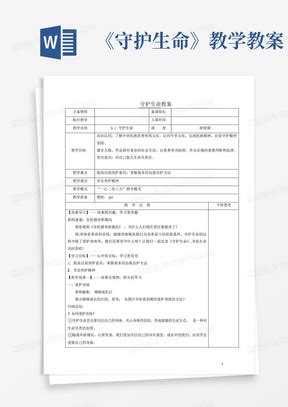 生命的思考第九课珍视生命第1框守护生命教案新人教版 Word模板下载 编号qdkrpovw 熊猫办公