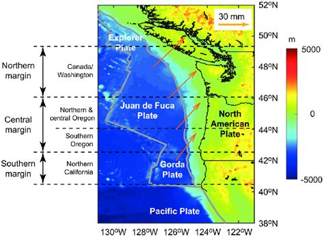 Tectonic Plates Surrounding The Cascadia Subduction Zone The Elevation
