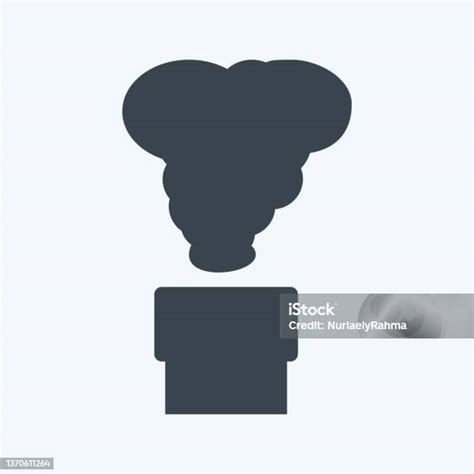 부드러운 파란색 배경에 고립 된 트렌디 한 글리프 스타일의 독성 연기 릴리스 아이콘 감각 지각에 대한 스톡 벡터 아트 및 기타 이미지 감각 지각 공장 산업 건물 관