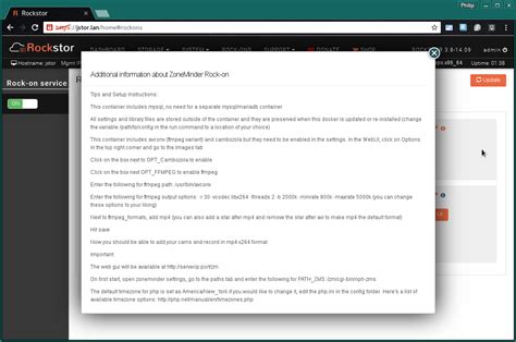 Zoneminder Rock On — Rockstor Documentation