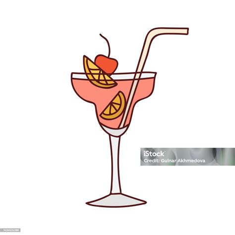 추운 여름 칵테일 다채로운 낙서 일러스트 레이 션을 벡터로 만듭니다 벡터의 칵테일 일러스트레이션 차가운 레모네이드 다채로운 낙서 일러스트 레이 션 감귤류 과일에 대한 스톡