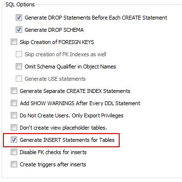 Export DataBase With MySQL Workbench With INSERT Statements Stack Overflow