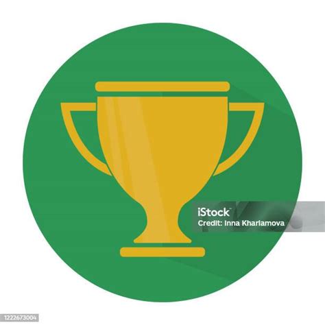 우승자 컵 기호 아이콘입니다 수상자 심볼 수여 트로피 그림자로 평평한 버튼을 원합니다 1위에 대한 스톡 벡터 아트 및 기타