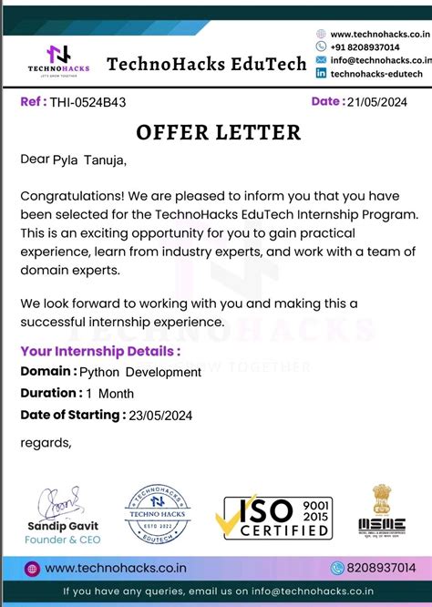 Pyla Tanuja On Linkedin Internship Pythondevelopment