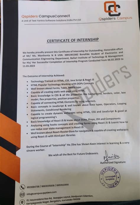 Manikanta N B On Linkedin Successfully Completed Internship On Html