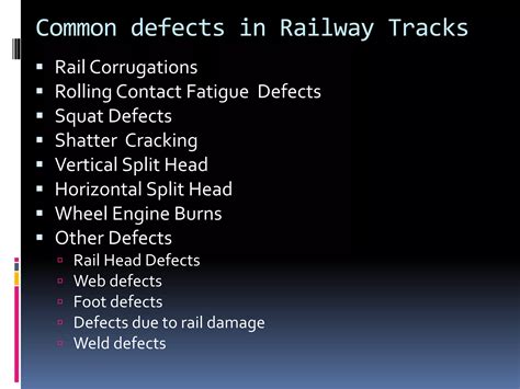 Defects In A Railway Track And Their Maintenance Pptx