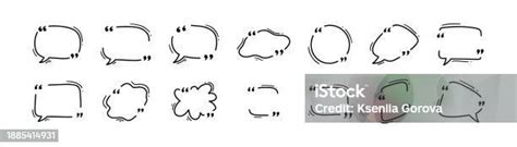 낙서 따옴표 상자 손으로 그린 빈 따옴표 텍스트 음성 말풍선입니다 스케치 피드백 디자인 대화 대화 대화 템플릿 낙서 벡터 일러스트 레이 션 Brand Name Online