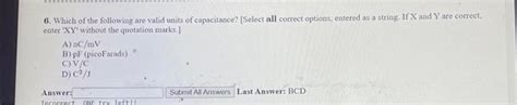 Solved Which Of The Following Are Valid Units Of Chegg
