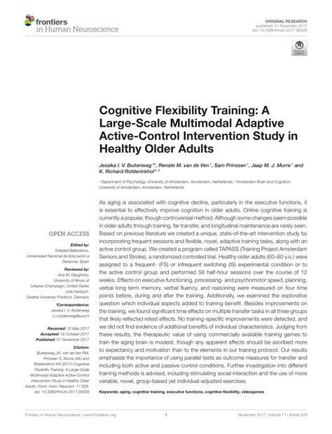 Pdf Cognitive Flexibility Training A Large Scale Multimodal Adaptive Active Control