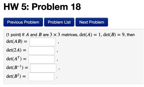 Solved Hw 5 Problem 18 Previous Problem Problem List Next