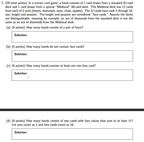 solved 2 20 ﻿total points ﻿in a certain card game a hand