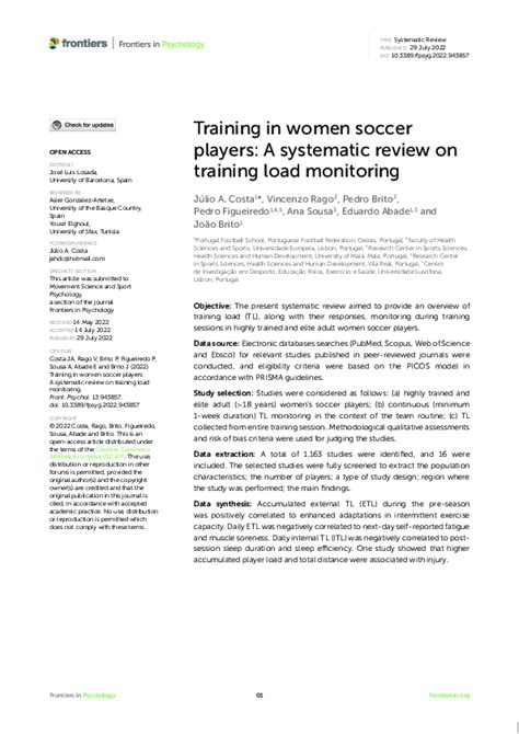 Pdf Training In Women Soccer Players A Systematic Review On Training
