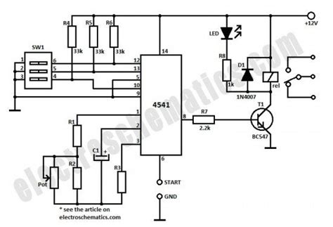 0 3 Second To 10 Hours Timer Relay With 4541 Ic Control Circuit Circuit Diagram