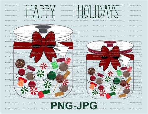 Christmas Candy Jar Clip Art Image File Cricut Craft Machine Etsy
