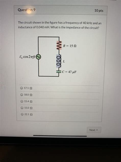solved question 9 10 pts the circuit shown in the figure has