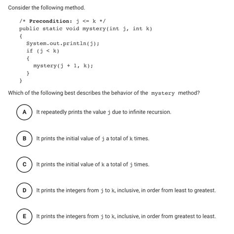 Solved Consider The Following Method Precondition J