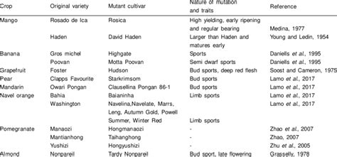 Example Of Spontaneous Mutants In Fruit Crops Download Scientific Diagram
