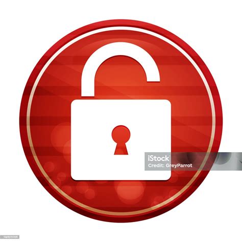 자물쇠 열기 아이콘 현실적인 대각선 모션 빨간색 둥근 버튼 일러스트 0명에 대한 스톡 벡터 아트 및 기타 이미지 0명 개념