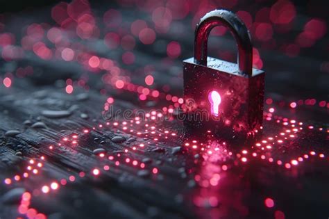 Cybersecurity Concept Digital Lock With Illuminated Keyhole And Network Generative Ai Stock