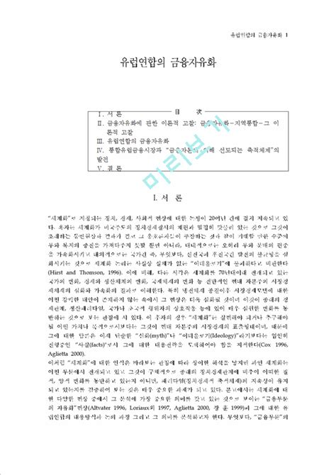 유럽연합의 금융자유화경영경제논문
