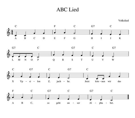 Noten Text Das Abc Lied Das Abc Lied Oder Alphabet Lied Ist Ein