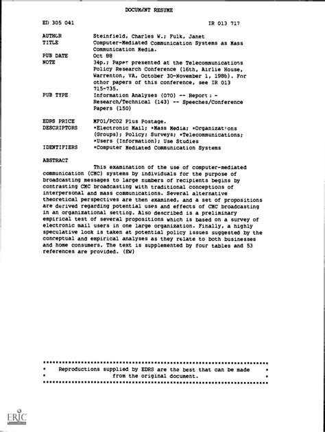 Pdf Computer Mediated Communication Systems As Mass Communication Media