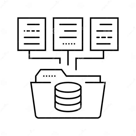 Data Integration Database Line Icon Vector Illustration Stock
