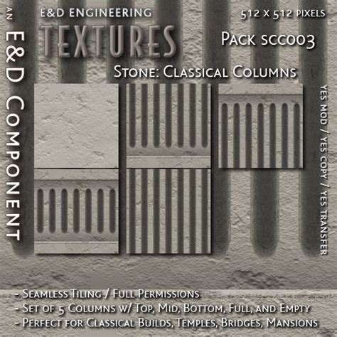 Second Life Marketplace Scc003 5 Aged Column Textures Chipped
