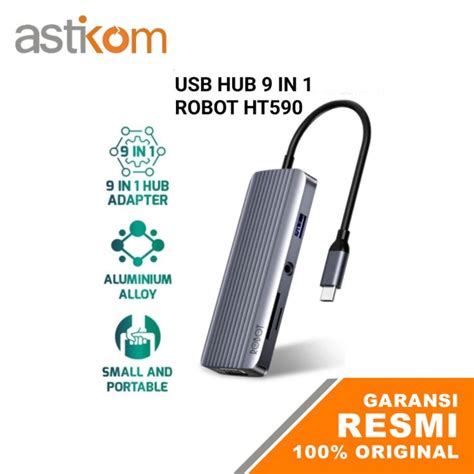 Jual USB Hub Robot Type C 9in1 HT590 2 Port USB 2 0 USB 3 0 VGA HDMI PD SD Shopee Indonesia