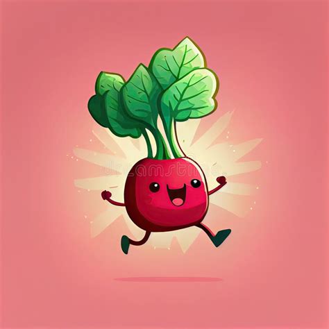 Cute Beetroot Cartoon Character Jumping For Joy Cartoon Style Modern Simple Illustration Stock