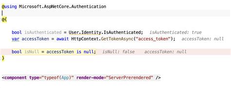 C Why Is The Returned Access Token Null In A Blazor Server Side Application Stack Overflow