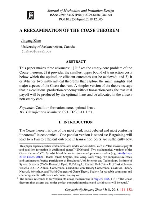 Pdf A Reexamination Of The Coase Theorem