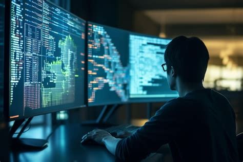 premium photo a person rewriting code on a computer screen generative ai