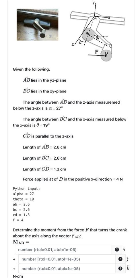 solved given the following ab lies in the yz plane bc lies