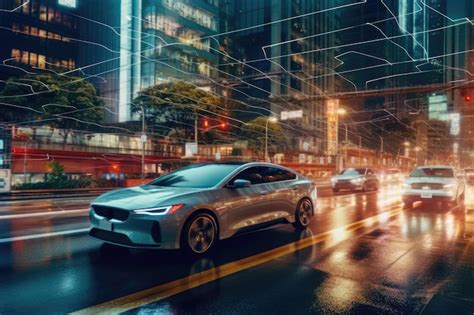 Premium Ai Image A Photo Of A Self Driving Car Navigating Through A Cityscape Showcasing The