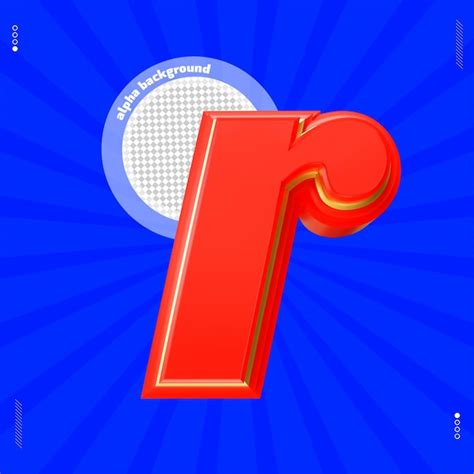 Premium PSD D Render Letter R Font Lowercase Red
