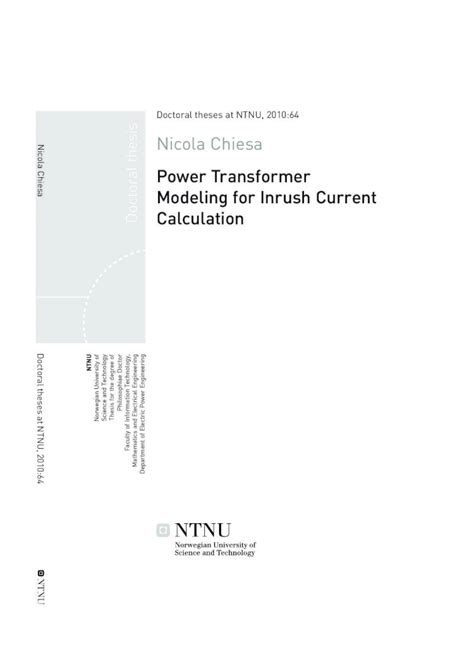 Pdf Power Transformer Modeling For Inrush Current Calculation Diva Dokumen Tips