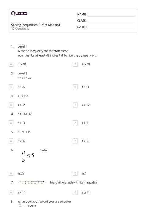 Solving Inequalities Worksheets On Quizizz Free Printable