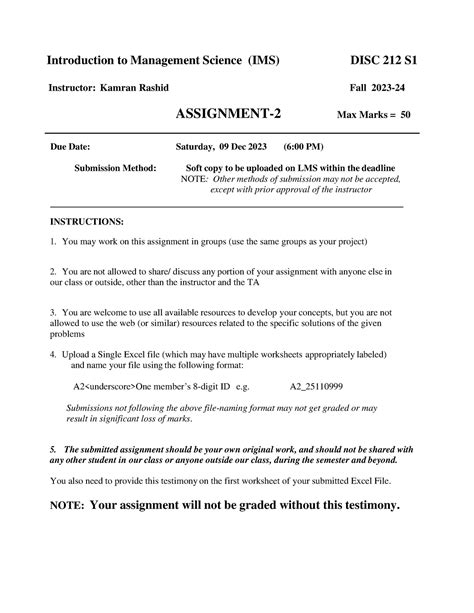 Assignment 2 Disc 212 S1 Fall 2023 Introduction To Management