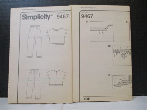 Simplicity Pattern 9467 Pull On Pants Shorts Top Girls Size A 2 3 4 5