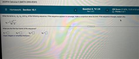 Solved 2021fa Calculus Ii Math 2414 41301 Part 1 Of 2