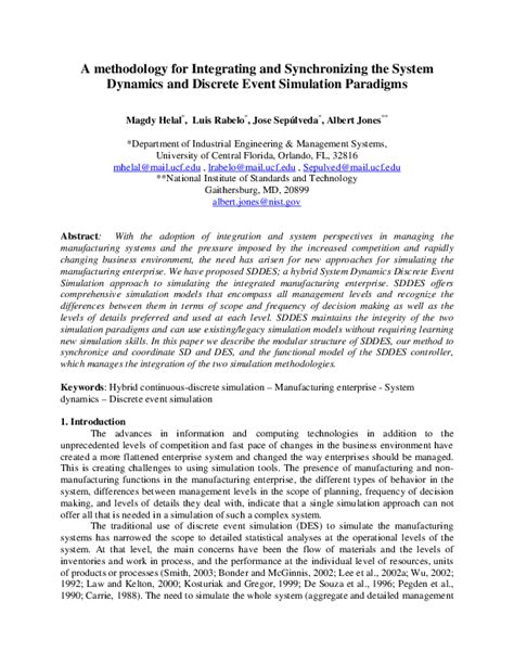 Pdf A Methodology For Integrating And Synchronizing The System