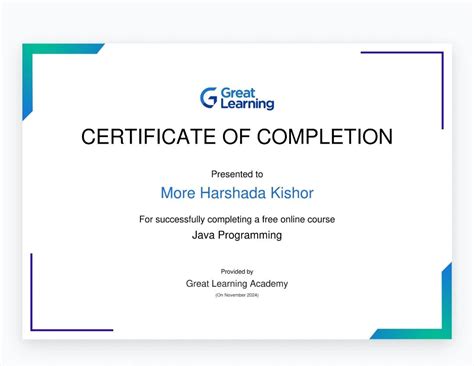 Hi All I Have Successfully Completed The Java Programming Course Offered By Great Learning