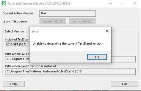 Unable To Determine The Current Teststand Version Ni